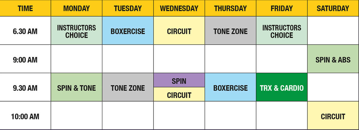 Rush Timetable - North County Fitness